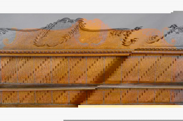 50136022: 3 STATION OAK BARBER SHOP BACK BAR COMPLETE W : Lot 50136022