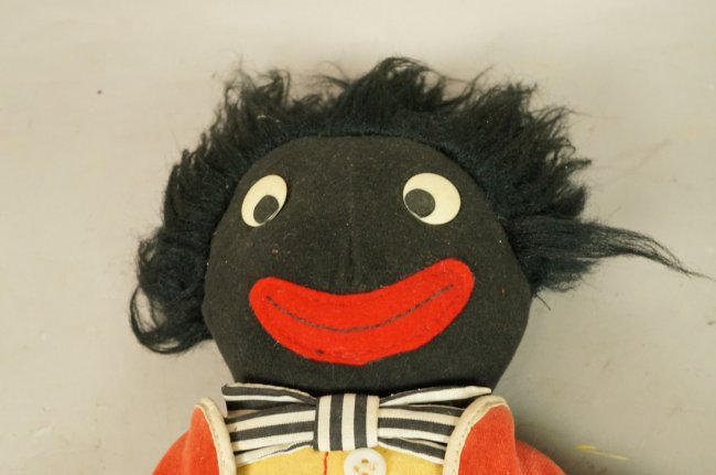 English Golliwog Doll with Rattle. Merry thought : Lot 634