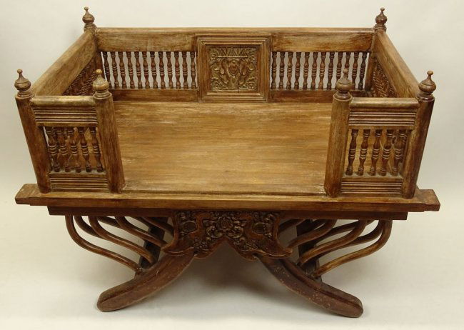 Vintage Indian Carved Teak Wood Howdah Elephant Chair. : Lot 251