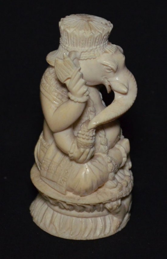 Carved Ivory Statue Of Indian God Ganesh : Lot 91