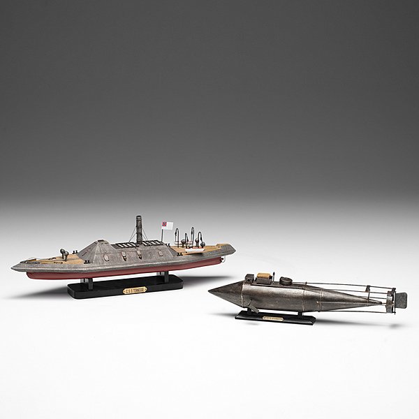 Four Metal Ship Models, USS Monitor, CSS Pioneer, CSS : Lot 189