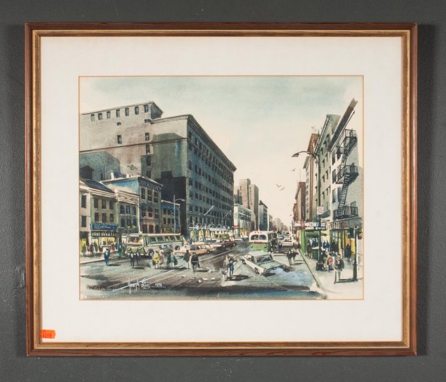 Joseph Litz. Howard Street, Baltimore, watercolor : Lot 1668