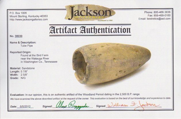 Sandstone Cloud Blower Tube Pipe. Jackson COA : Lot 113