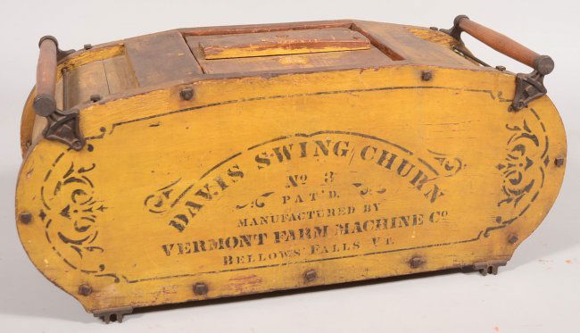 Yellow Davis Swing Churn. A frame hung swinging butter : Lot 278