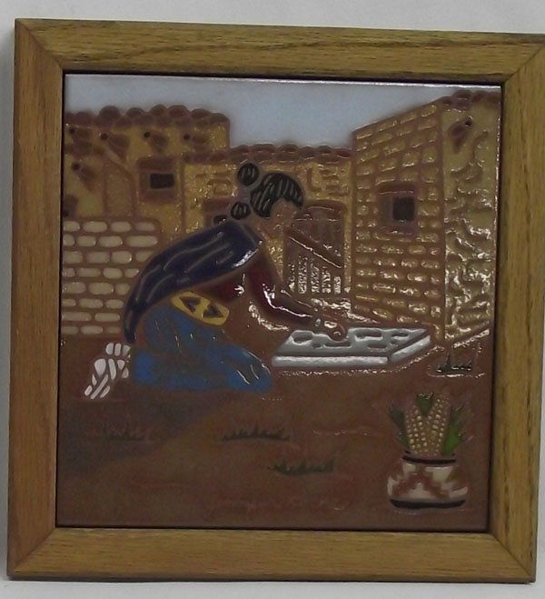 Pair of Framed Santa Fe Tiles by Jennifer Roche : Lot 1137