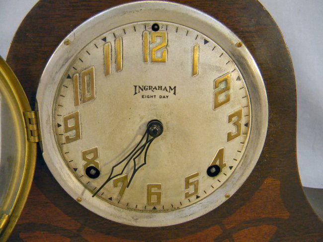 43E: Ingraham eight day tambour clock, Duplex 330, 19.5 : Lot 43E