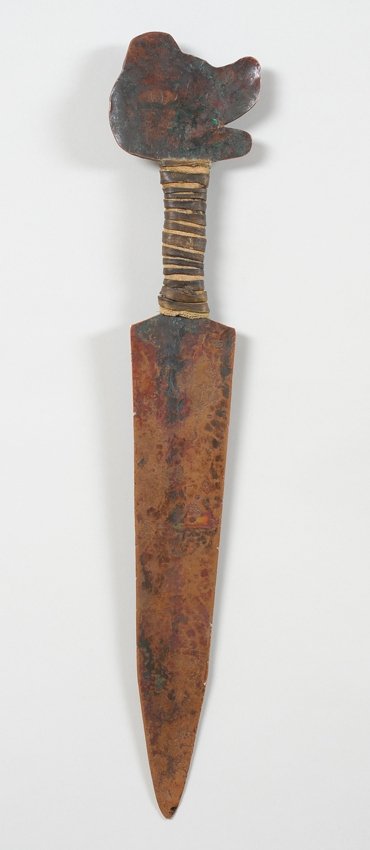 Tlingit Copper Dagger with Wolf Head Handle 18 1/2" L. : Lot 106