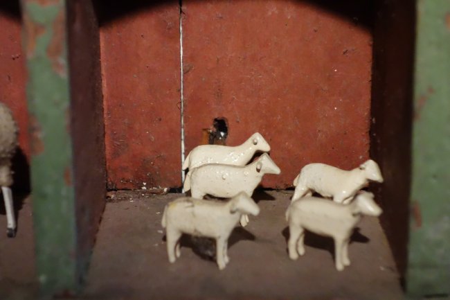 Collection of 50 miniature sheep, most wooden with wool : Lot 7