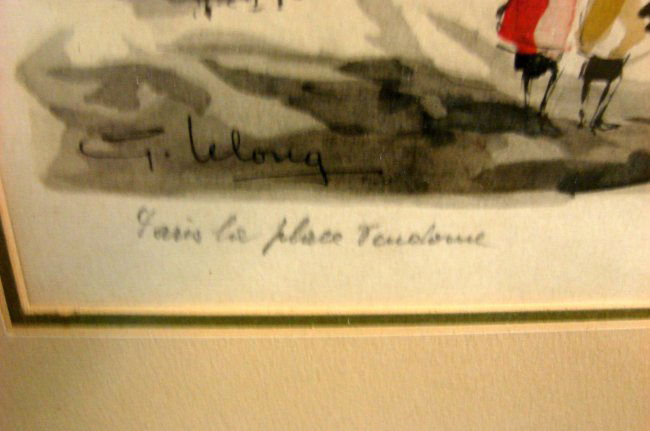 3 Framed Watercolors of Paris by G. Lelong : Lot 53