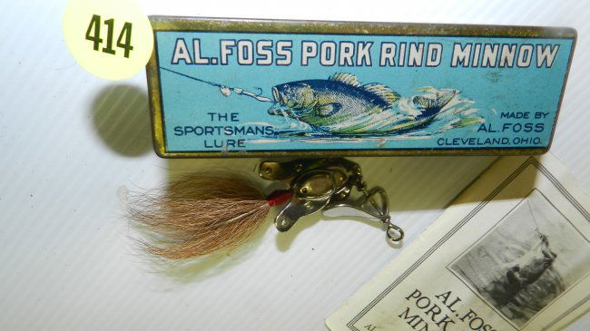rare 1918 Al Foss Pork Rind Minnow fishing lure in : Lot 414